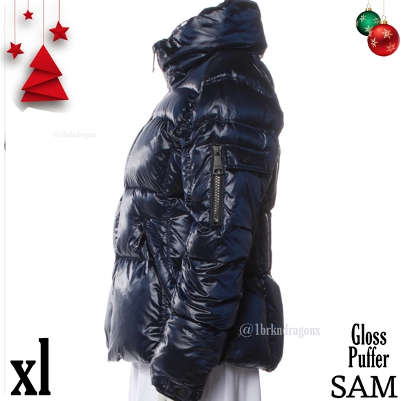 SAM. | Jackets & Coats | Nwt Down Puffer Coat Gloss Navy Puffer Jacket ...